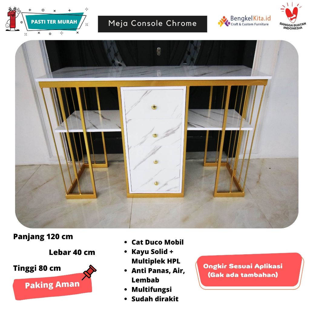 Jual Meja Console Minimalis Dengan Laci Chrome| Meja Console Nail Art ...