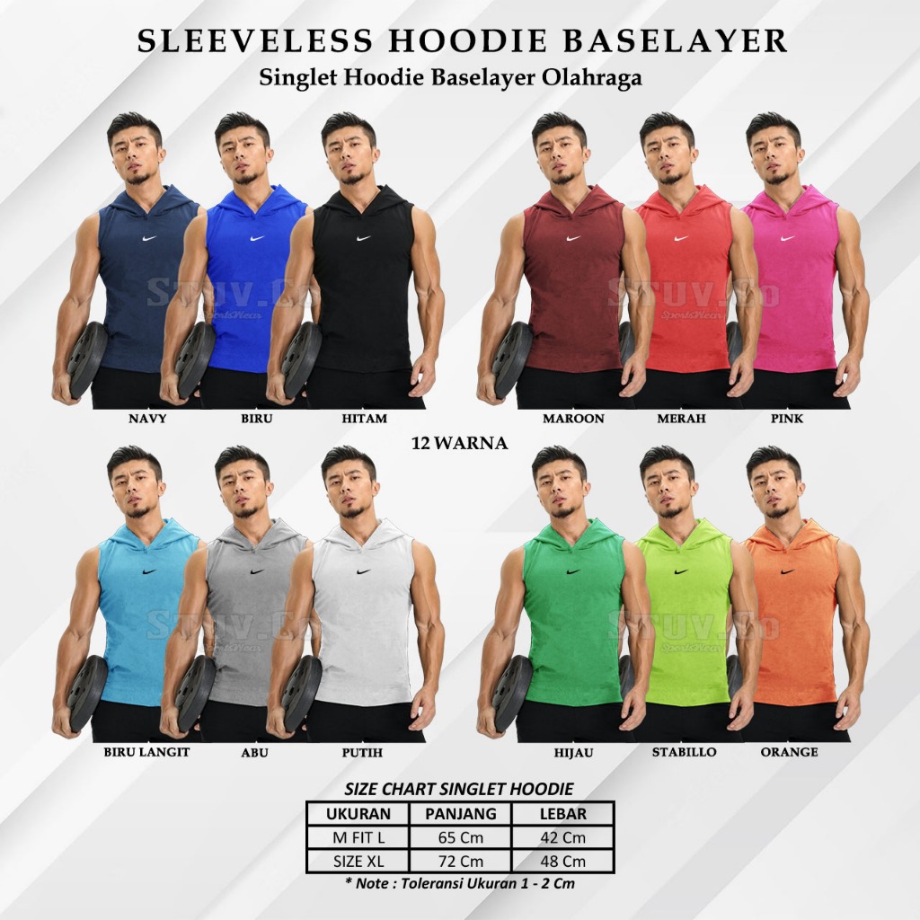 Jual Manset Pria Singlet Hoodie Hodie Lekbong Baselayer Sleeveless ...