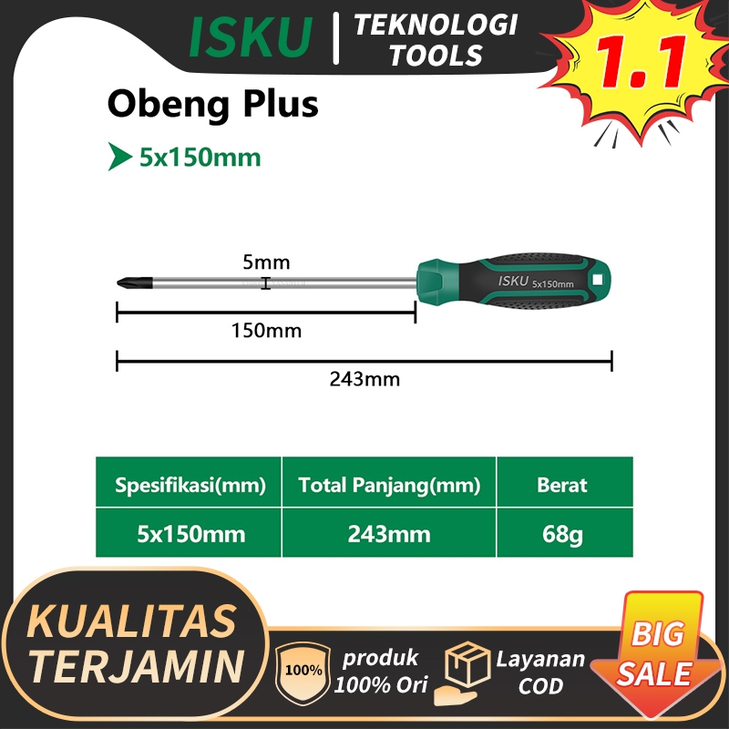 Jual ISKU Obeng set/pegangan karet,Tip Magnetic Screwdriver/obeng multi ...