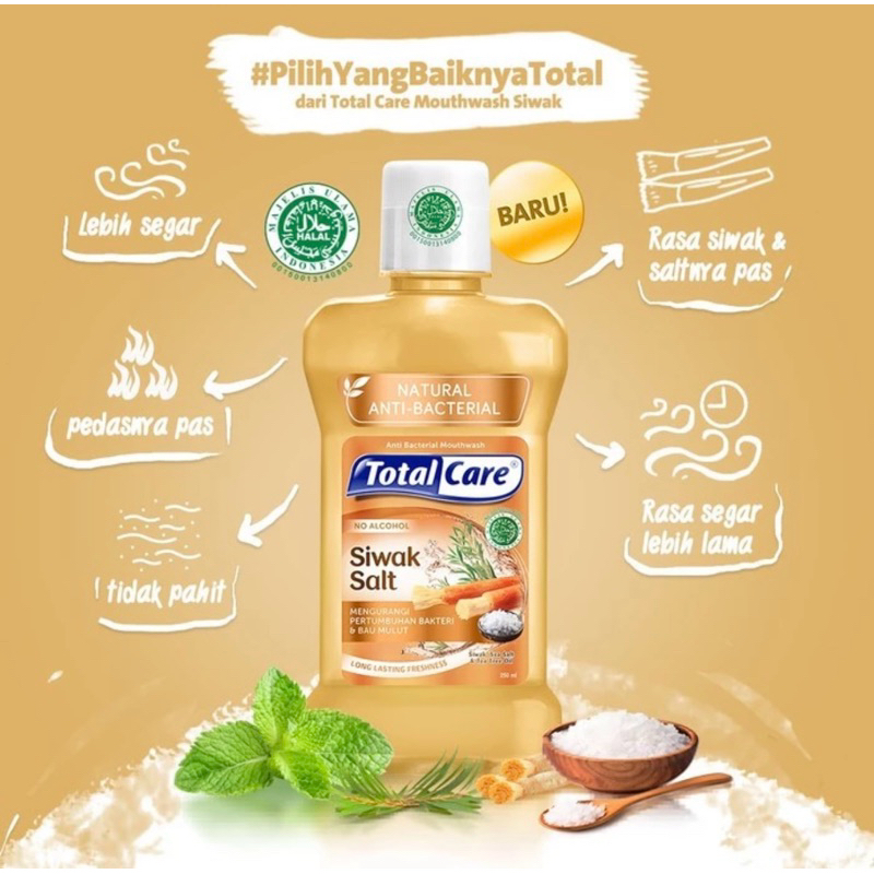 Jual Totalcare mouthwash siwak salt 250 ml ( obat kumur ) | Shopee ...