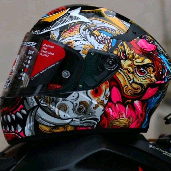 Jual HELM KYT TT Course Demon Samurai repaint HELM FULL FACE KYT ...