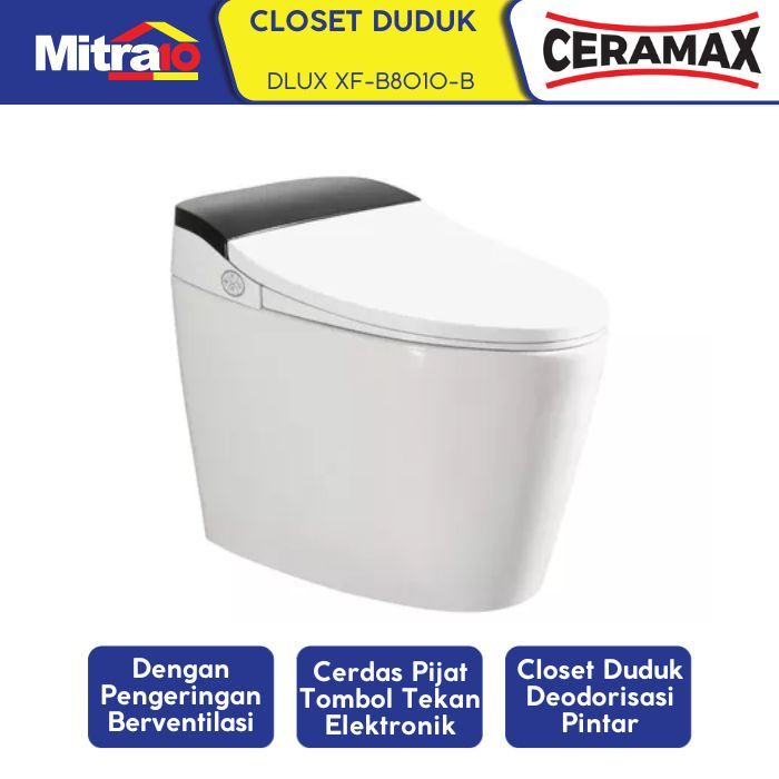 Jual Ceramax Closet Duduk Pintar Dlux XF-B8010-B Putih | Shopee Indonesia