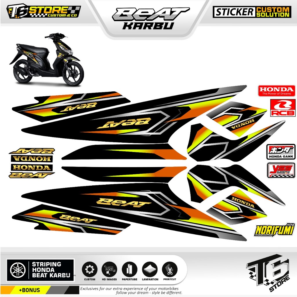 Jual STRIPING BEAT CARBU NEW MOTIF / STICKER BEAT KARBU/ ICON1 / STIKER ...
