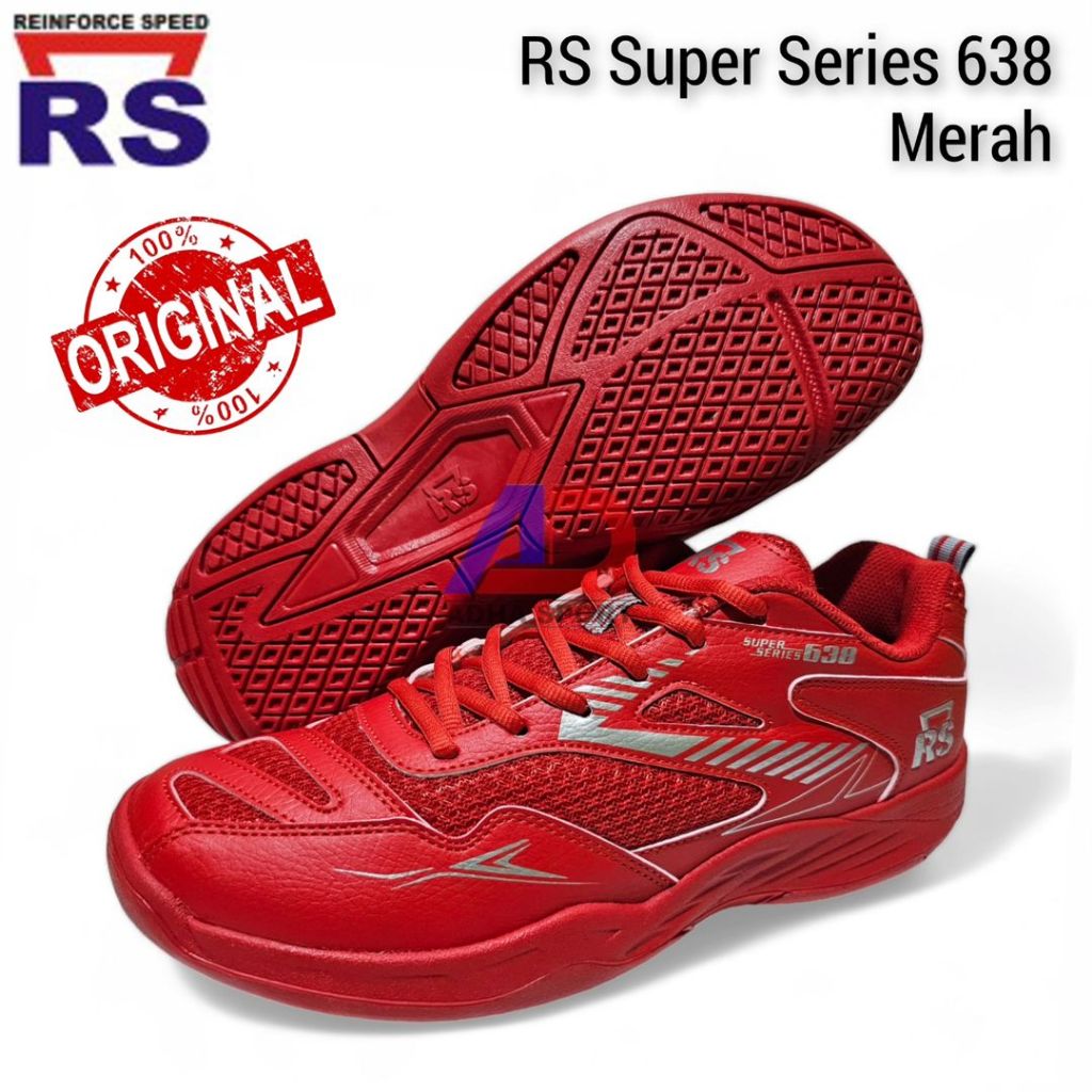 Jual Sepatu Badminton RS Super Series 638 / SS638 Merah Original ...