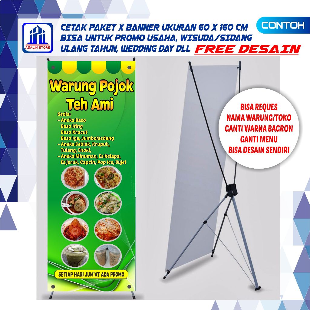 Jual Spanduk Warung Pojok 60x160 cm Standing X bener Promosi Spanduk ...