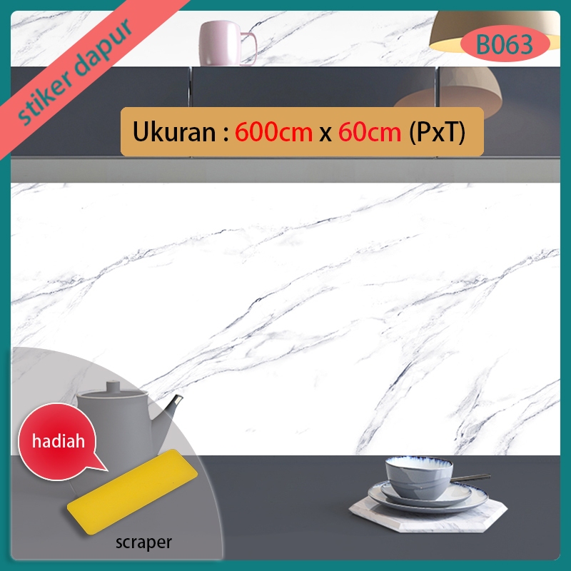 Jual dinding dapur stiker bahan alumunium foil 6 meter X 60 cm motif ...