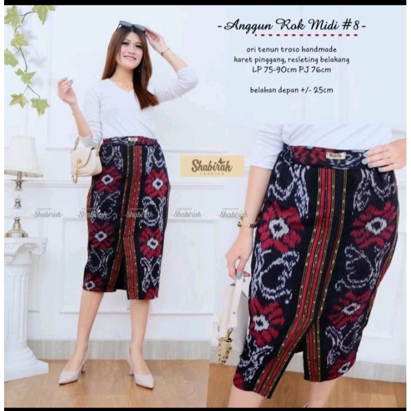 Jual [ READY STOK ] ROK SPAN TENUN ETNIC, ROK KERJA KANTOR MODEL BELAH ...