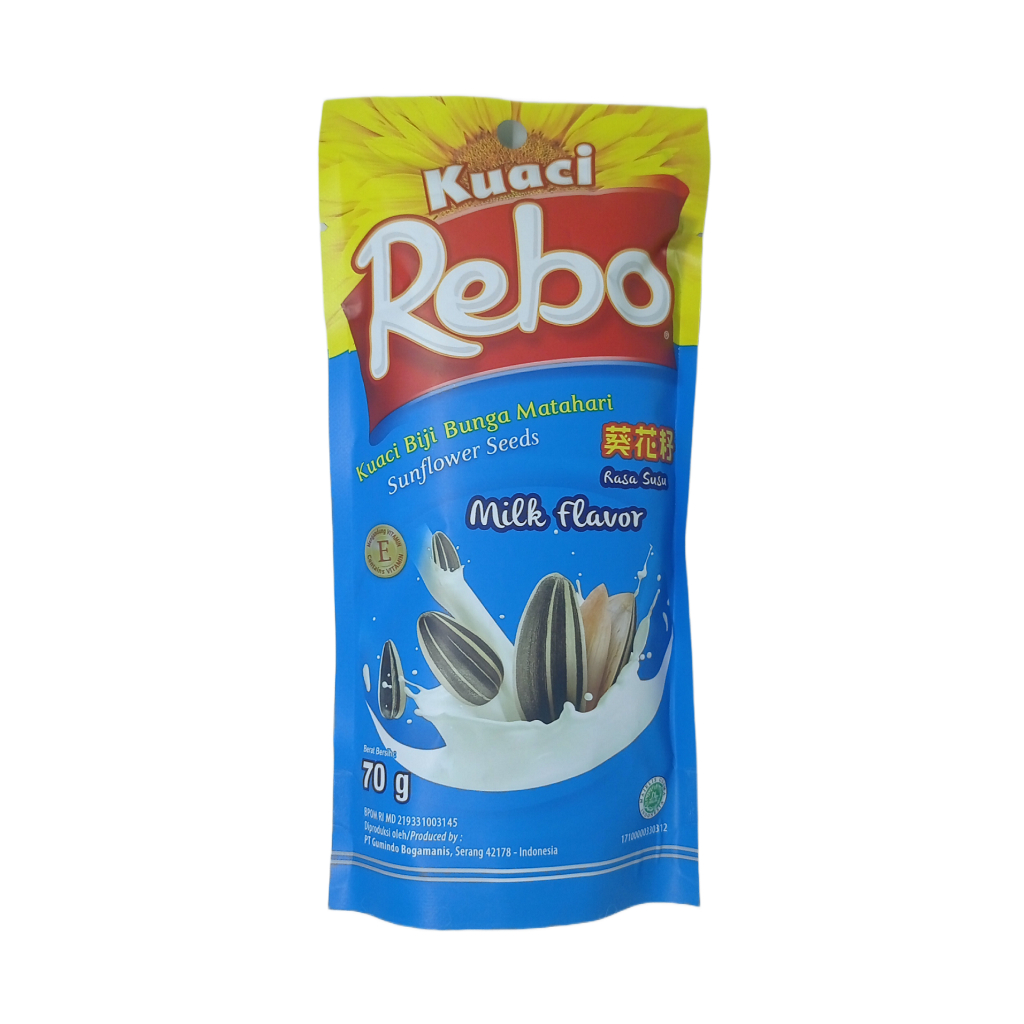 Jual Kuaci Biji Bunga Matahari Rebo Milk Flavor netto 70 gr | Shopee ...