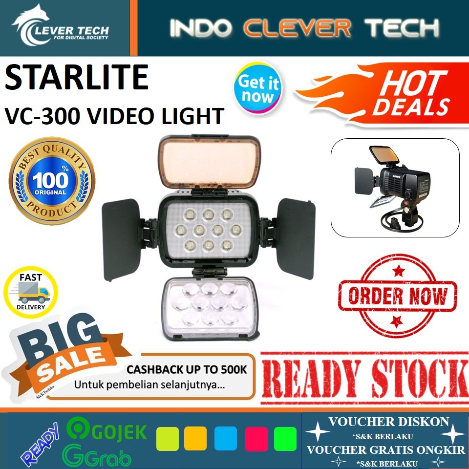 Jual STARLITE VC-300 lampu video lamp video lampu handycam 300 watt ...