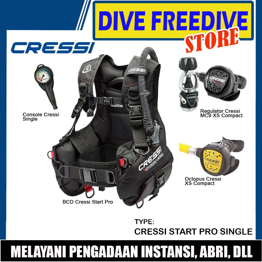 Jual Paket BCD Set Scuba Diving Package Cressi Start Pro v2.0 Profesional Jacket Regulator AC9 ...