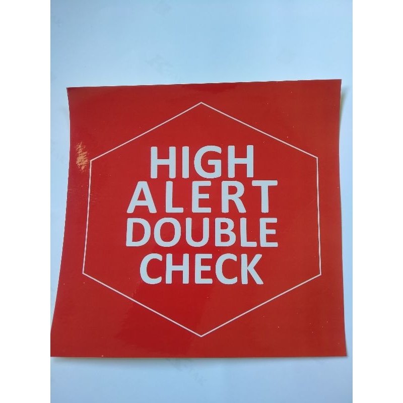 Jual Stiker High Alert Double Check | Shopee Indonesia
