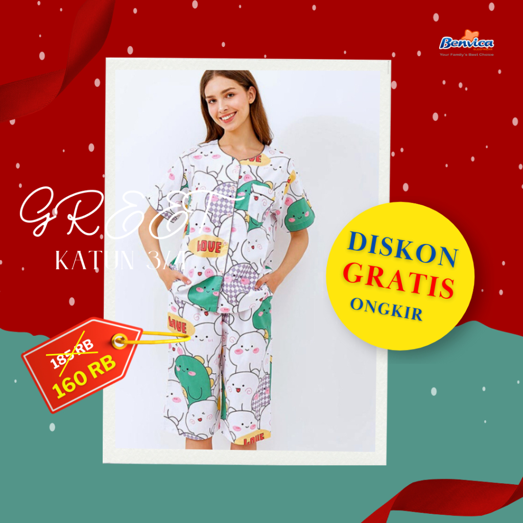 Jual BAJU TIDUR PREMIUM CELANA 3/4 KATUN JEPANG ALL SIZE GREET BANYAK ...