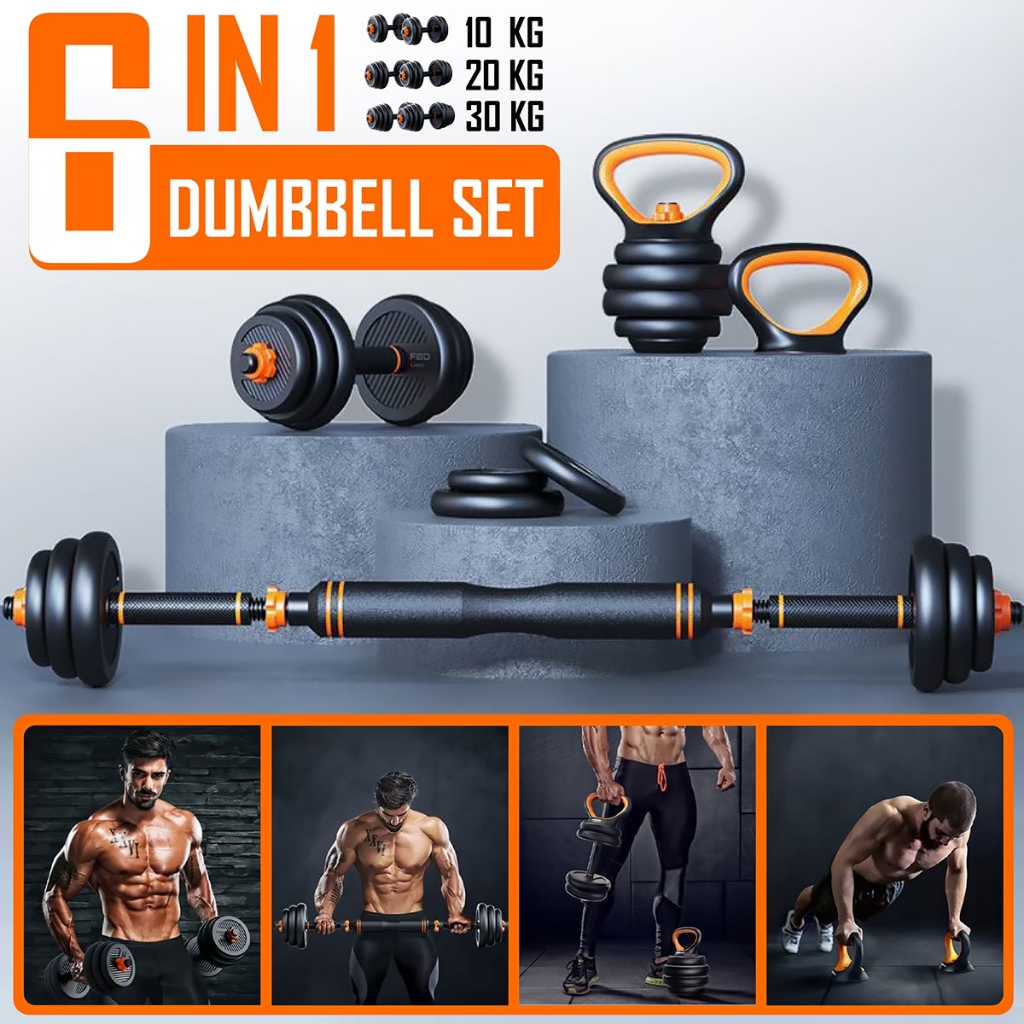Jual HTD SPORT Fed Dumbbell Barbell Kettlebell Adjustable Set Alat Latihan Angkat Beban Fitness ...