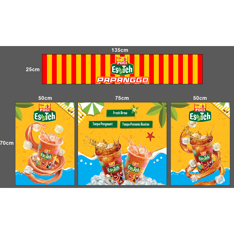 Jual banner rombong es teh 1 paket + free menu a4 laminating | Shopee ...