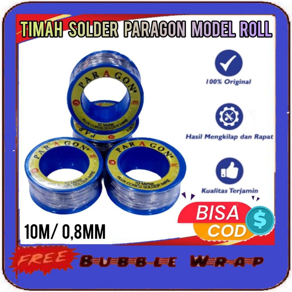 Jual [PROMO TERMURAH] Timah Solder Paragon model rol isi 10 meter 0,8 ...