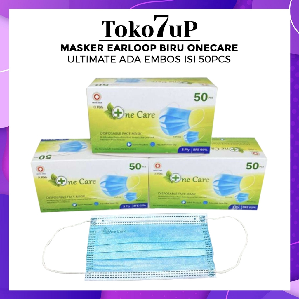 Jual MASKER EARLOOP BIRU ONECARE ULTIMATE ADA EMBOS ISI 50PCS | Shopee ...