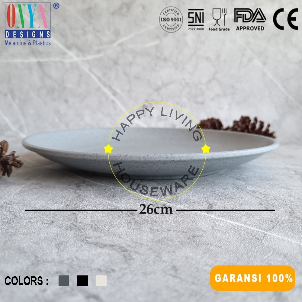 Jual ONYX Piring Bulat Melamin 9in Black Granite Piring Ceper Premium ...
