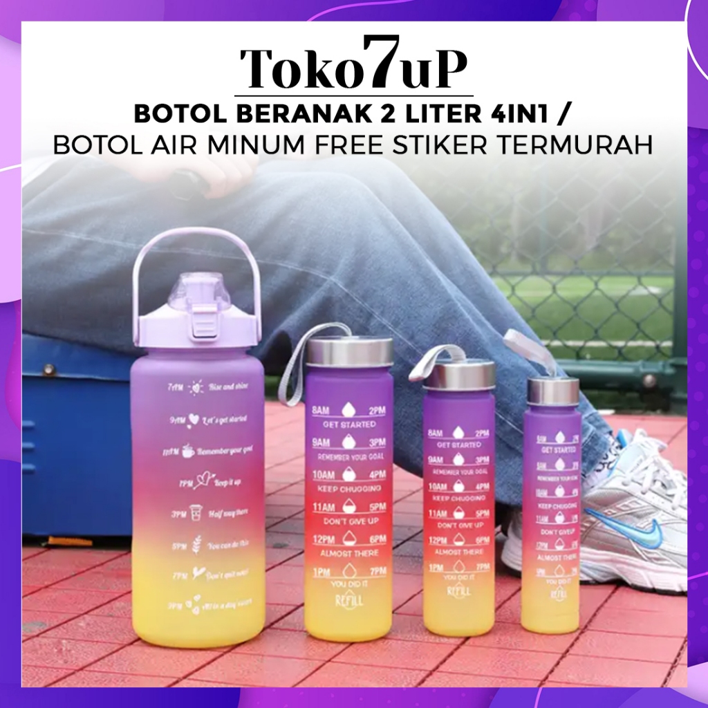 Jual BOTOL BERANAK 2 LITER 4IN1/BOTOL AIR MINUM FREE STIKER TERMURAH ...