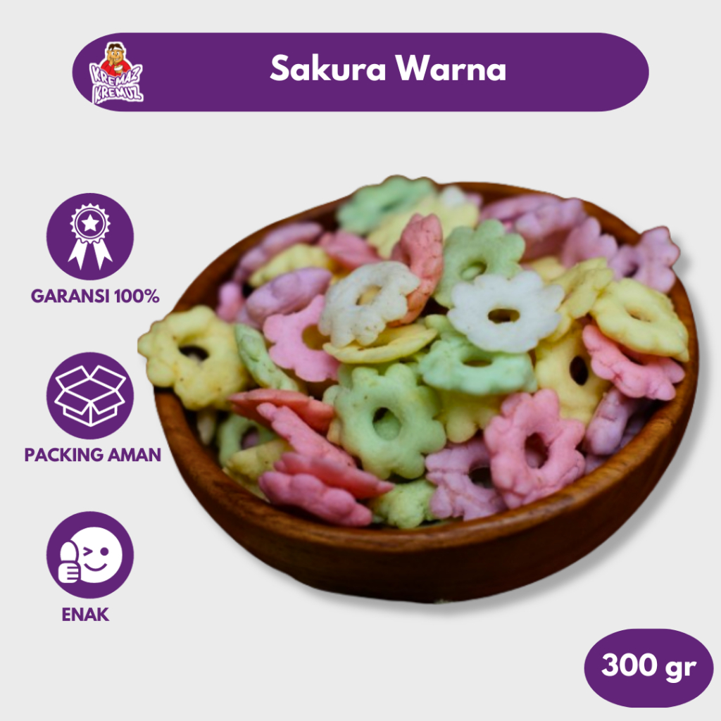 Jual SNACK SAKURA WARNA WARNI KEMBANG RIBUT CAMILAN ENAK GURIHNYA 300gr ...