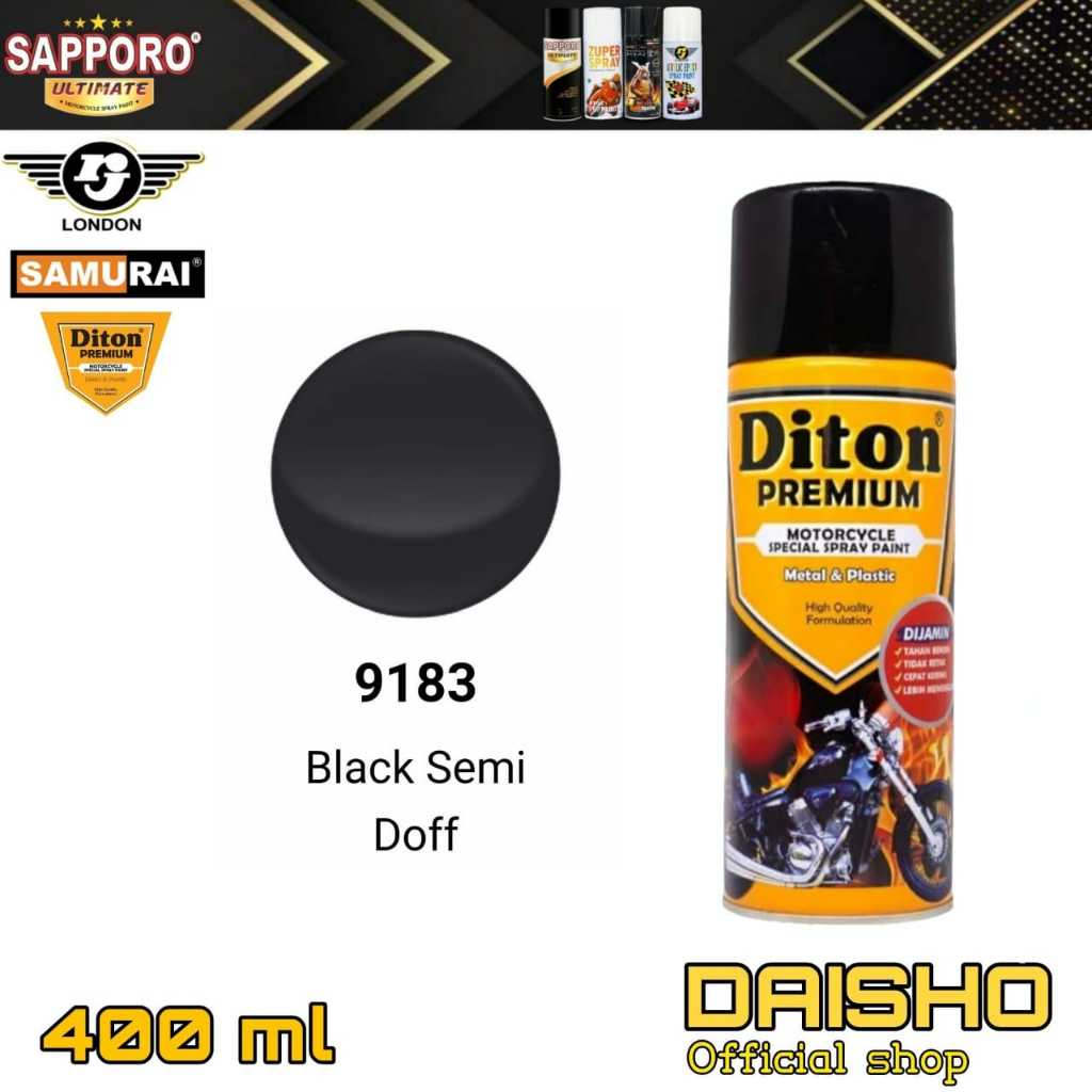 Jual PILOX PILOK 400ML BLACK SEMI DOFF HITAM 9183 DITON PREMIUM CAT ...