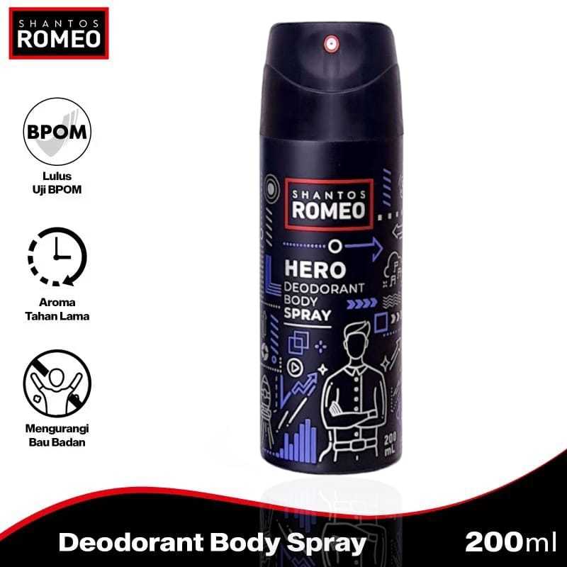 Jual Shantos Romeo Body Deodorant Spray Pria 200 ml Hero | Shopee Indonesia