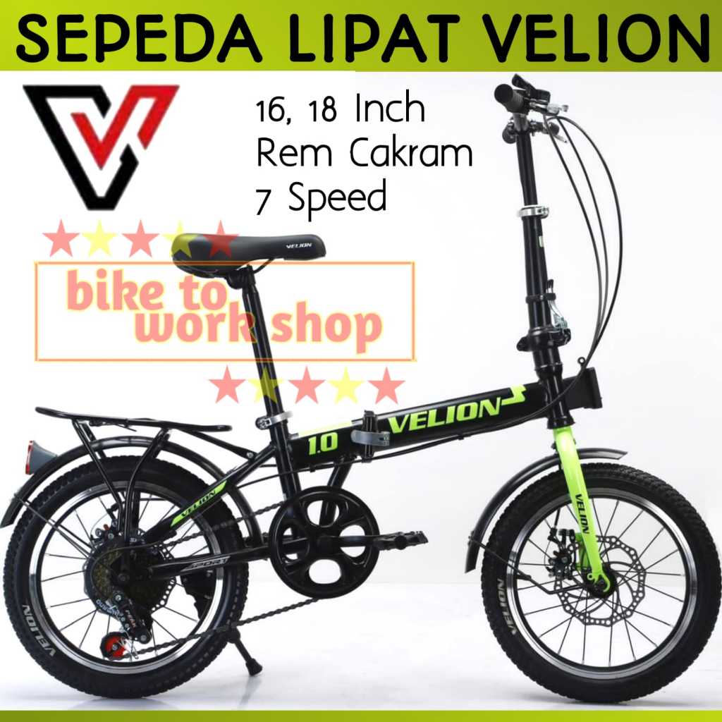 Jual SEPEDA LIPAT VELION 16 18 INCH 7 SPEED CAKRAM FOLDING BIKE ...