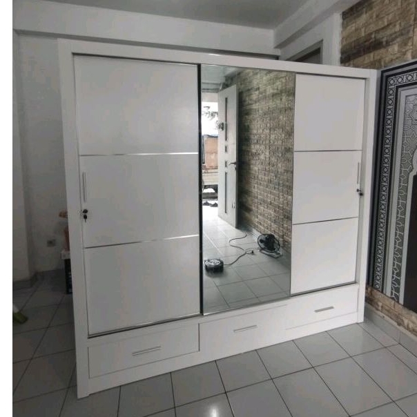 Jual Lemari pakaian sliding 3 pintu/lemari duco/lemari minimalis/lemari Baju | Shopee Indonesia