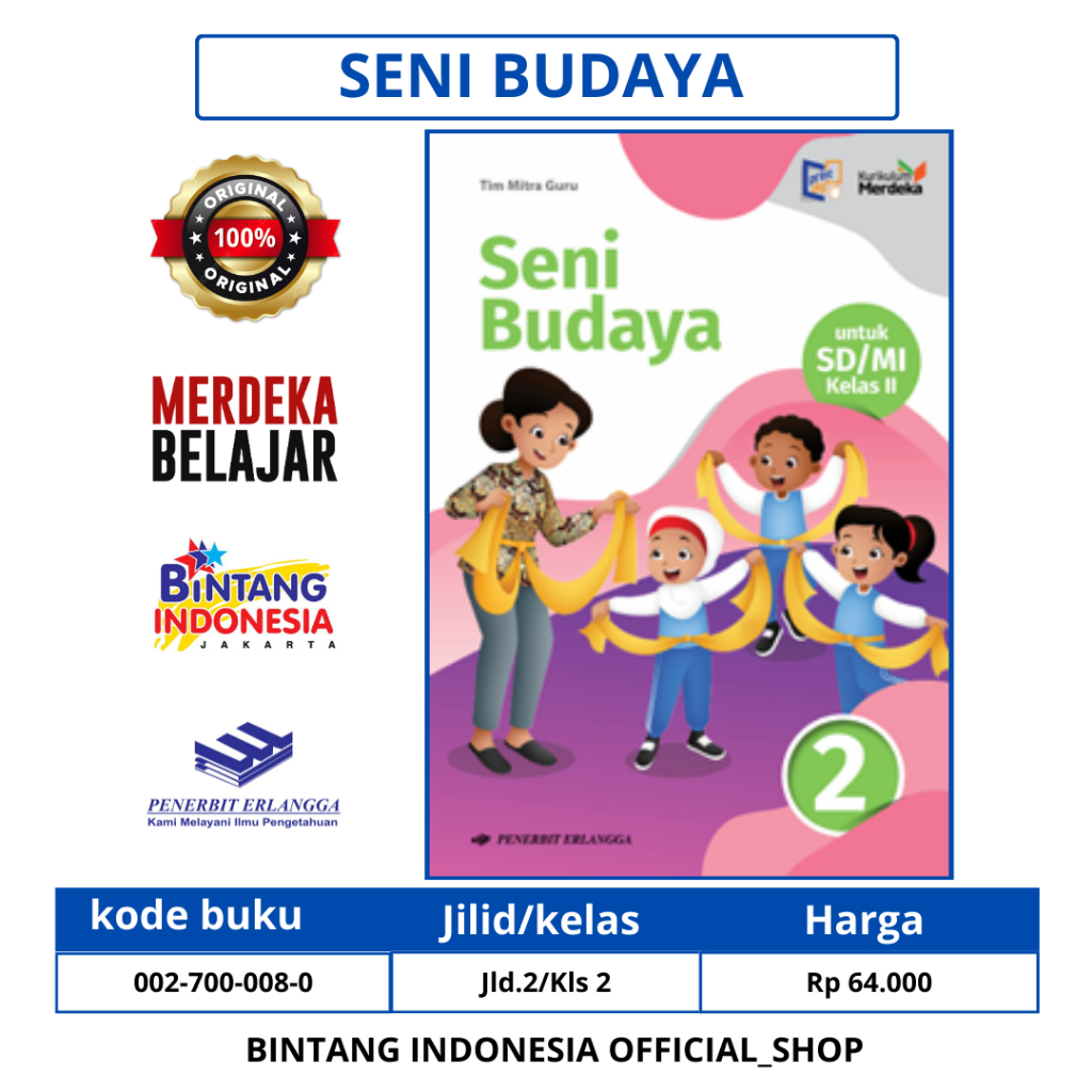 Jual Erlangga - SENI BUDAYA Kelas 2 SD/MI Kurikulum Merdeka | Shopee Indonesia
