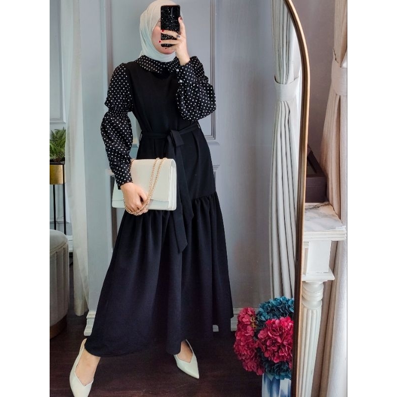 Jual LUXE_ID_ Zygna Polka| Dress Vintage| Dress Korean| Dress Casual ...