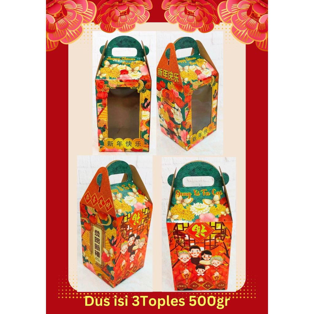 Jual Dus Toples isi 3 500gr hardtop Box Kue kering imlek chinese new ...