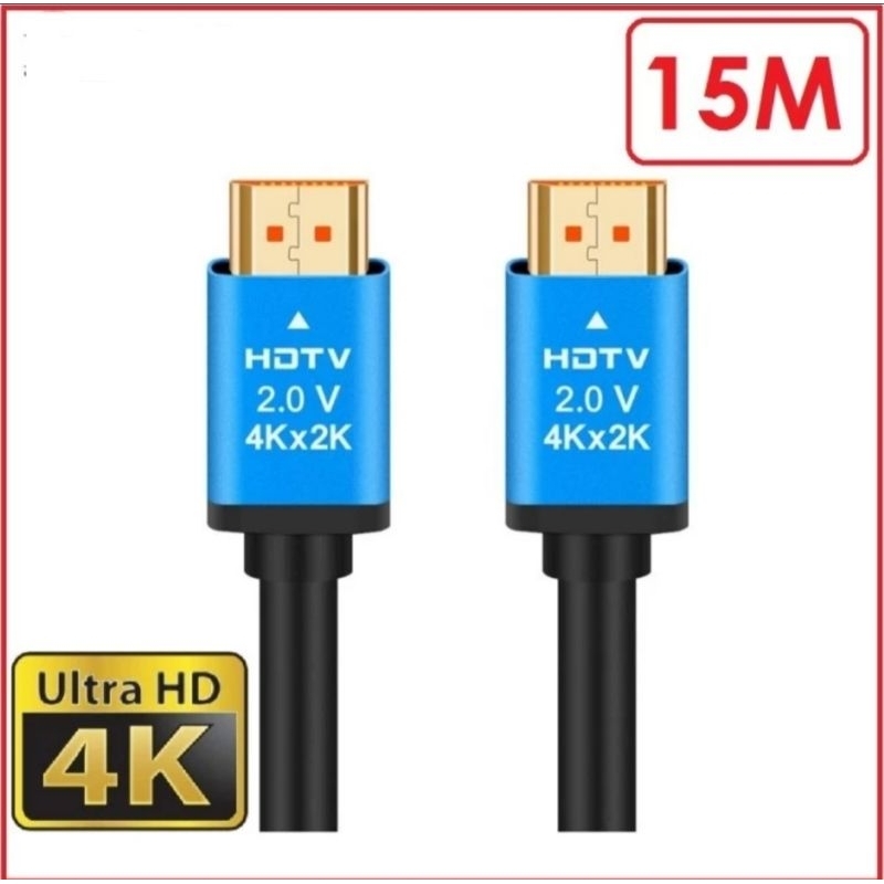 Jual Kabel HDMI Versi 2.0 BLUE high speed. Ethernet Support 4K. ORIGINAL - 15M | Shopee Indonesia