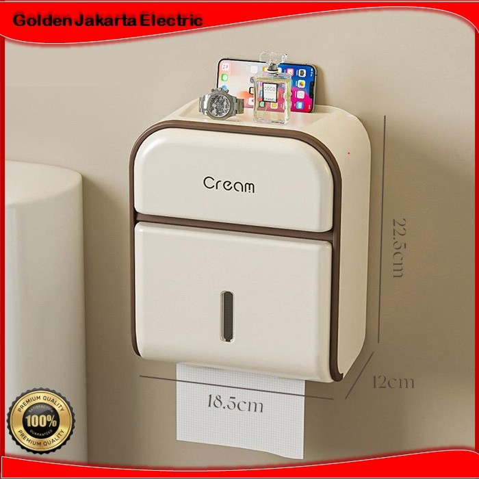 Jual Kotak tissue dinding toilet Anti air multifungsi Warna Cream BOX ...