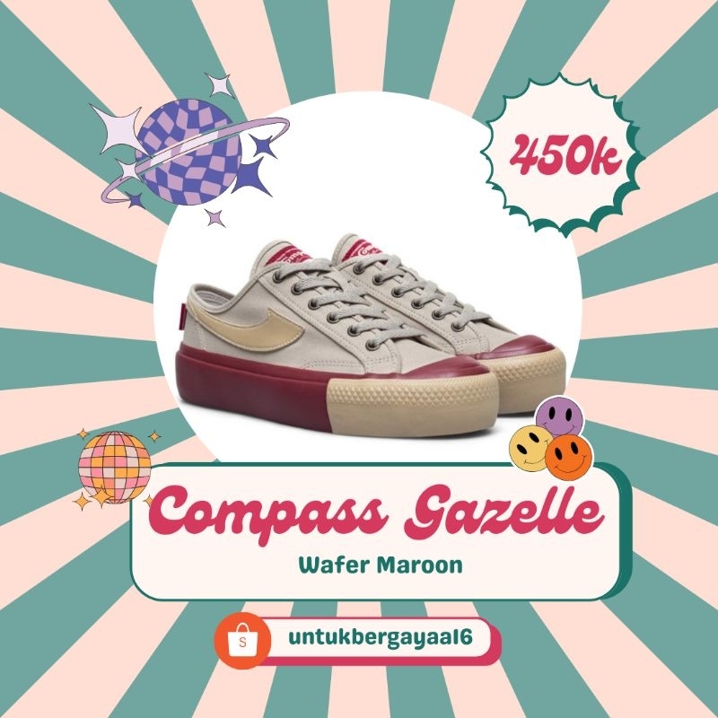 Jual Compass Gazelle Low Wafer Maroon | Shopee Indonesia
