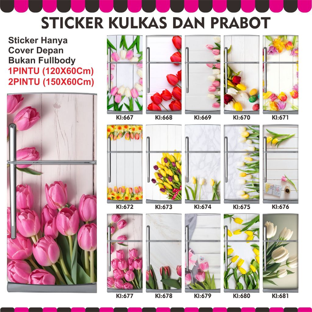 Jual Stiker Kulkas 1 dan 2 Pintu Bunga Tulip aesthetic | Shopee Indonesia