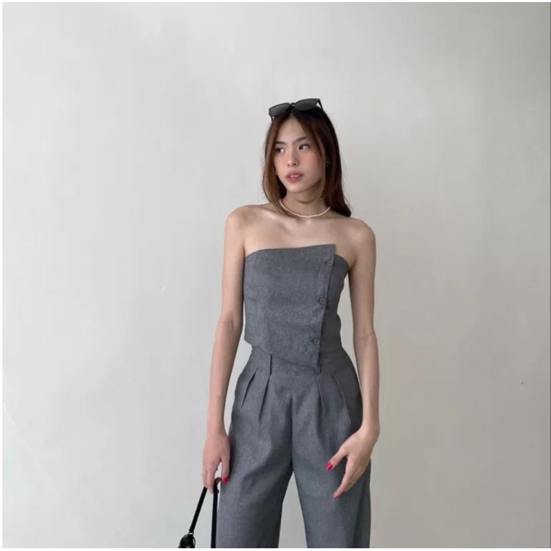 Jual Ocha Wear Hailey Top Grey | Shopee Indonesia