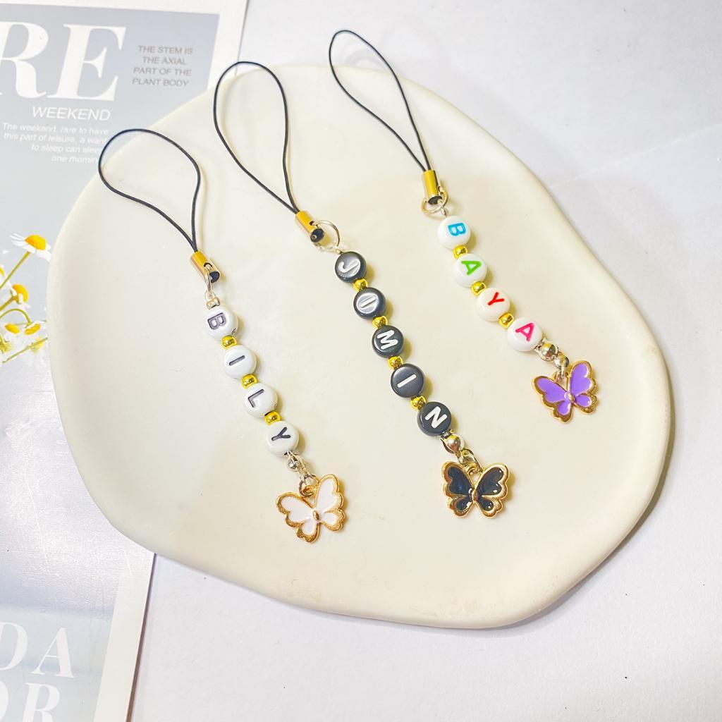 Jual Phone Strap/Gantungan Handphone Manik Custom Nama | Shopee Indonesia