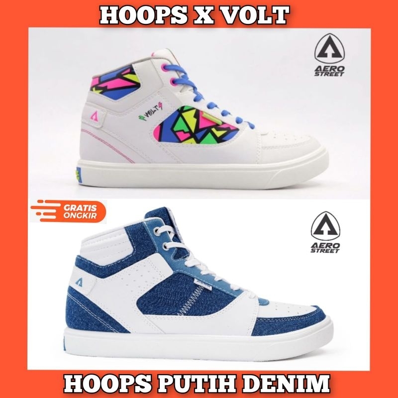 Jual Aerostreet Hoops x Volt Original / Hoops High Putih Denim / sepatu ...