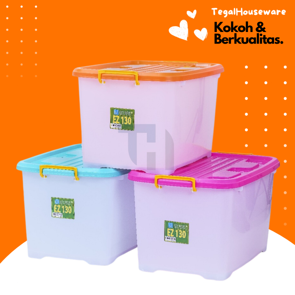 Jual EZY STORAGE 130 LITER CONTAINER BOX + 6 RODA KONTAINER BOX TEMPAT ...