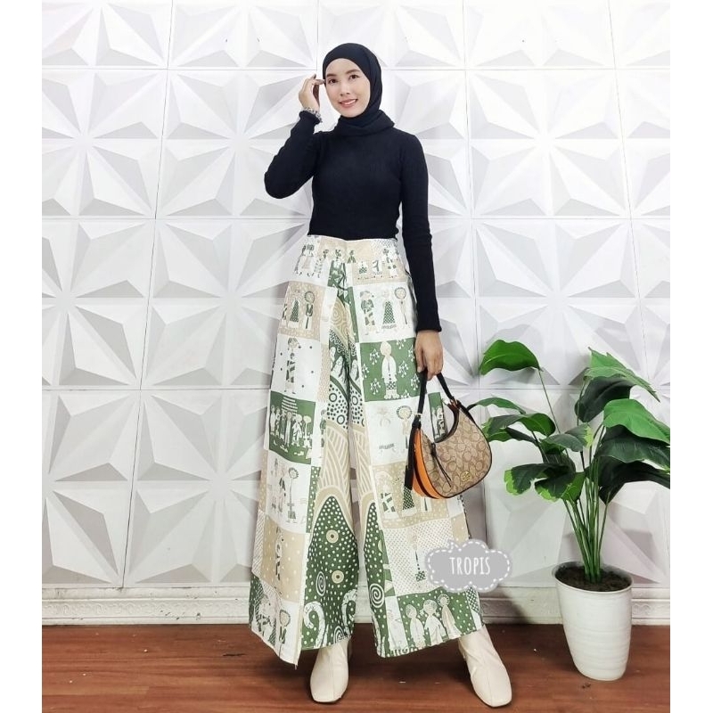 Jual CELANA KULOT LAYER MOTIF CEMARA CELANA BATIK TUMPUK KERJA KANTORAN ...