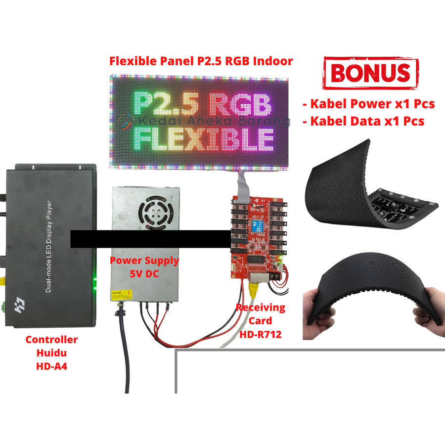 Jual Flexible Fleksibel Panel Modul LED P2.5 Videotron SMD RGB Indoor ...