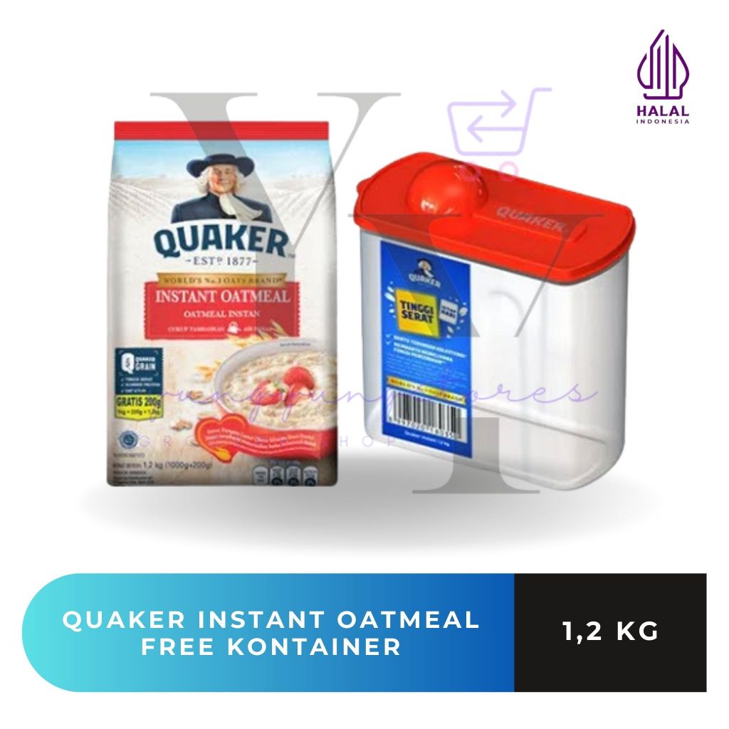 Jual [FREE KONTAINER] Quaker Oat Instant Oatmeal Merah 1200 gram / 1,2 ...