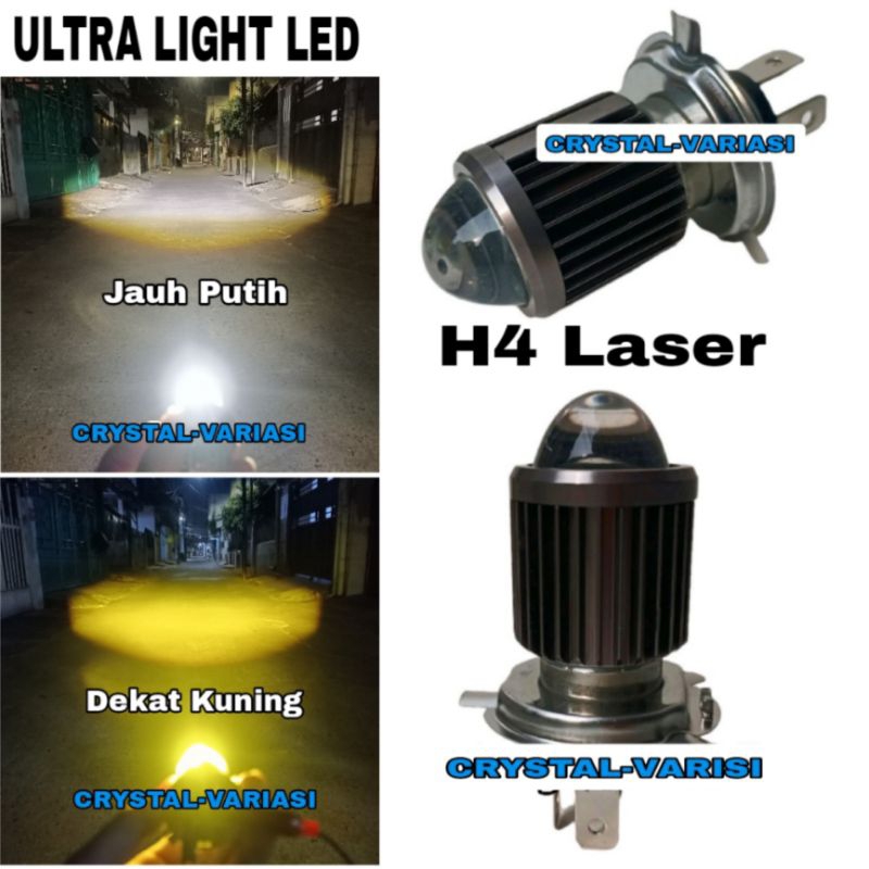 Jual Lampu Utama Motor Mobil Led H4 Laser D2 High Low Putuh Kuning/BOLAM LAMPU LED H4 LASER ...