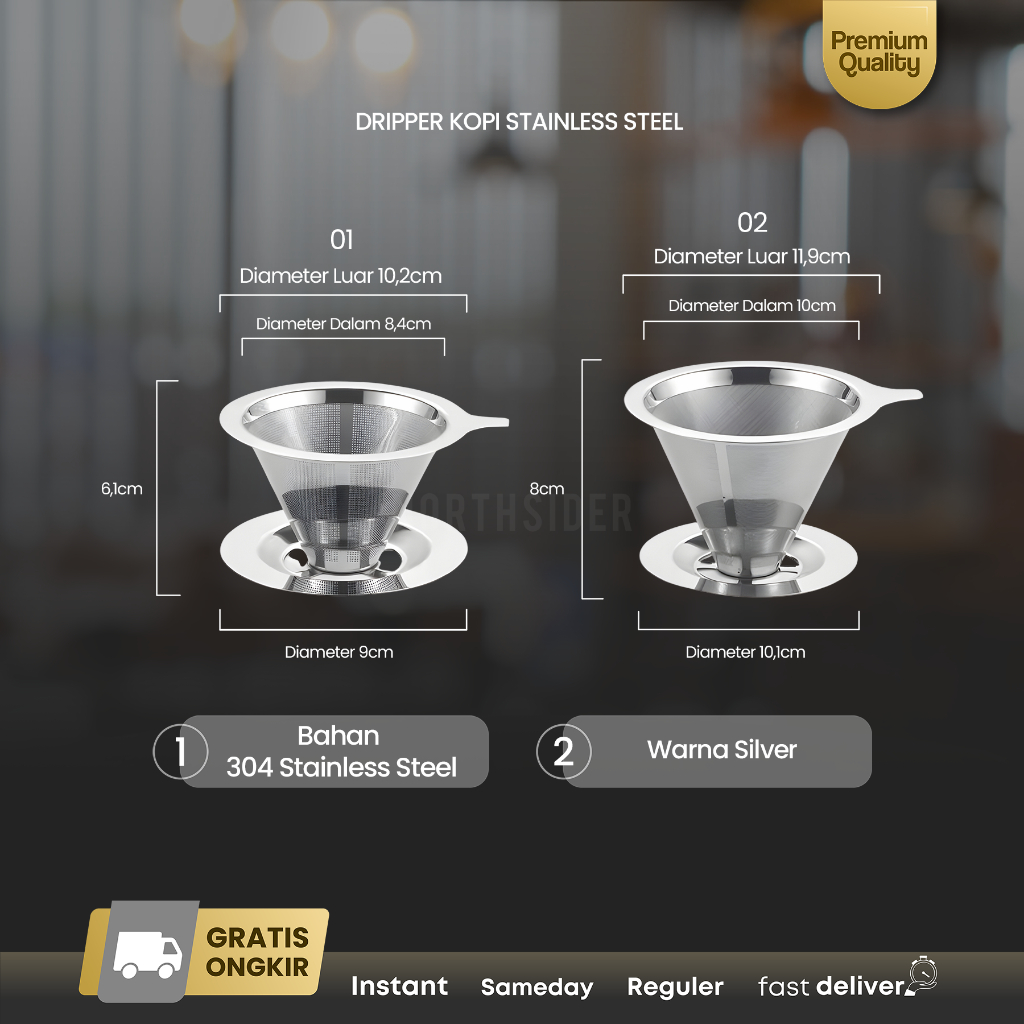 Jual V60 Dripper kopi stainless steel | metal coffee dripper paperless ...