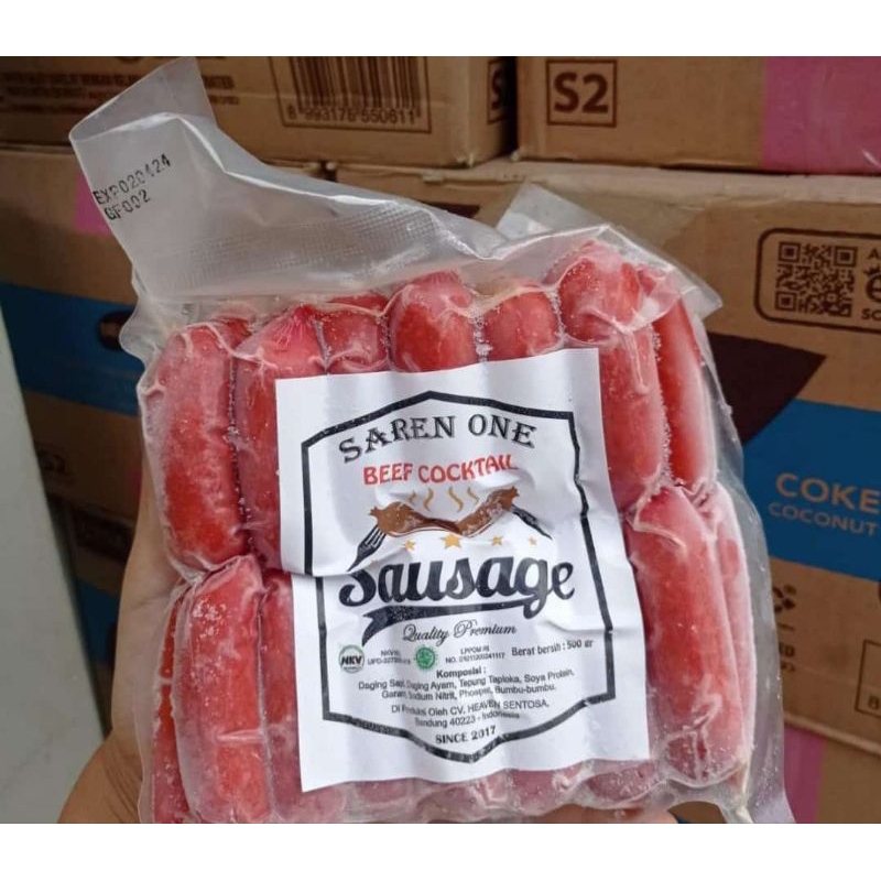 Jual Sosis Kecil Enak Saren One Sausage beef cocktail 250gr 500gr ...