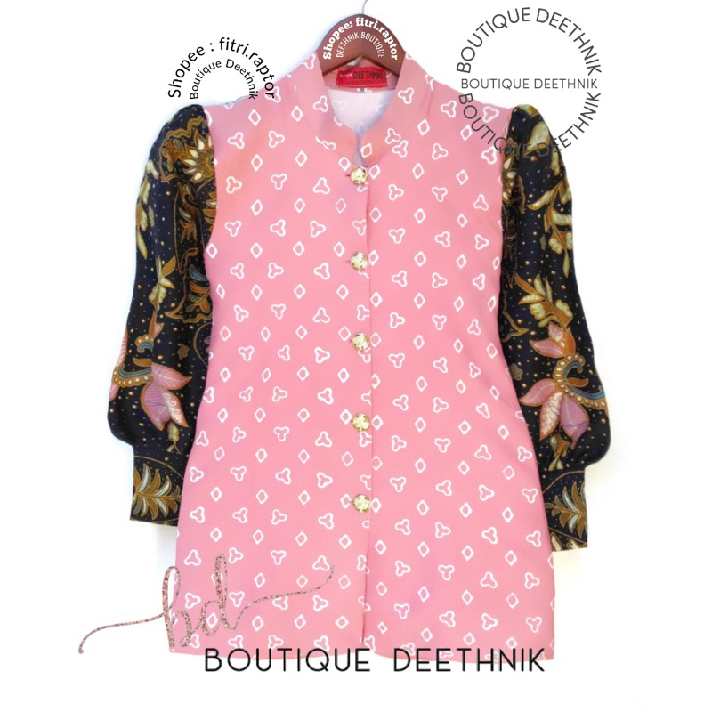 Jual Deethnik baju batik warna pink mix hitam batik cap asli mix cabut ...