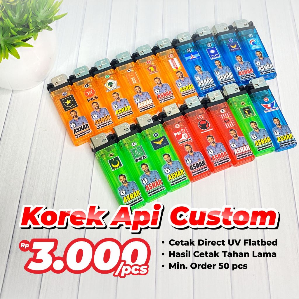 Jual Custom Korek Api Gas Lighter Promosi Souvenir Print UV Full Warna ...