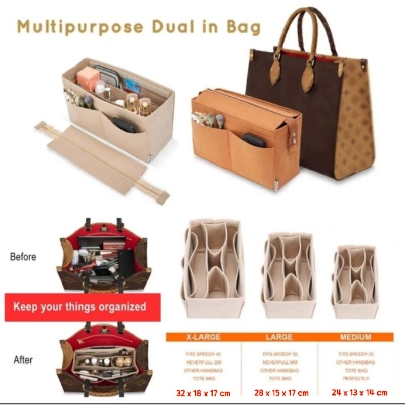 Jual Multipurpose Dual in Bag Organizer Inner Bag Daleman Tas + Zipper ...