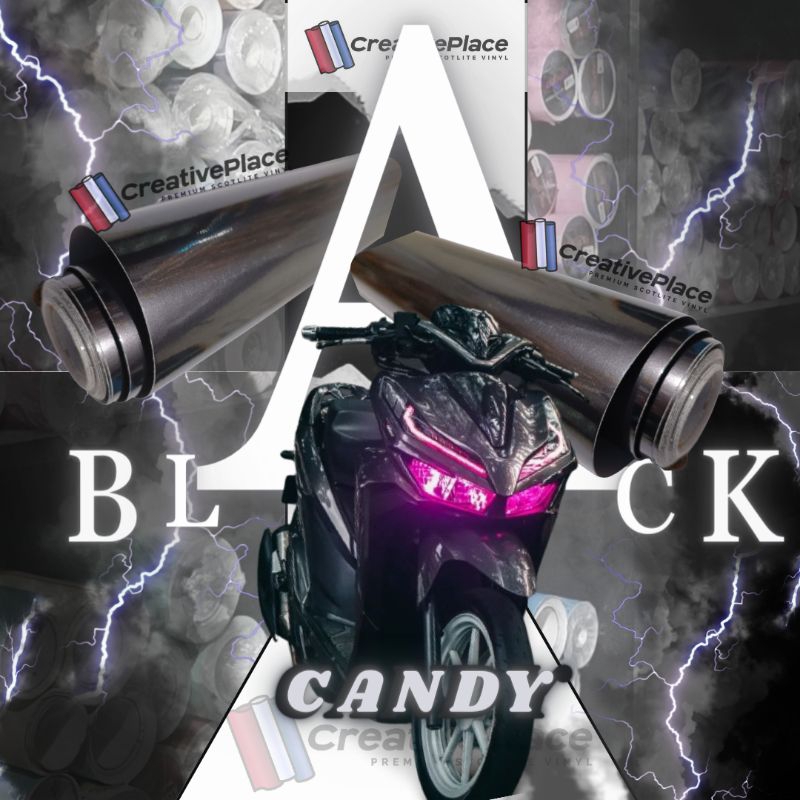 Jual sticker skotlet motor hitam metalik candy premium / scotlite black ...