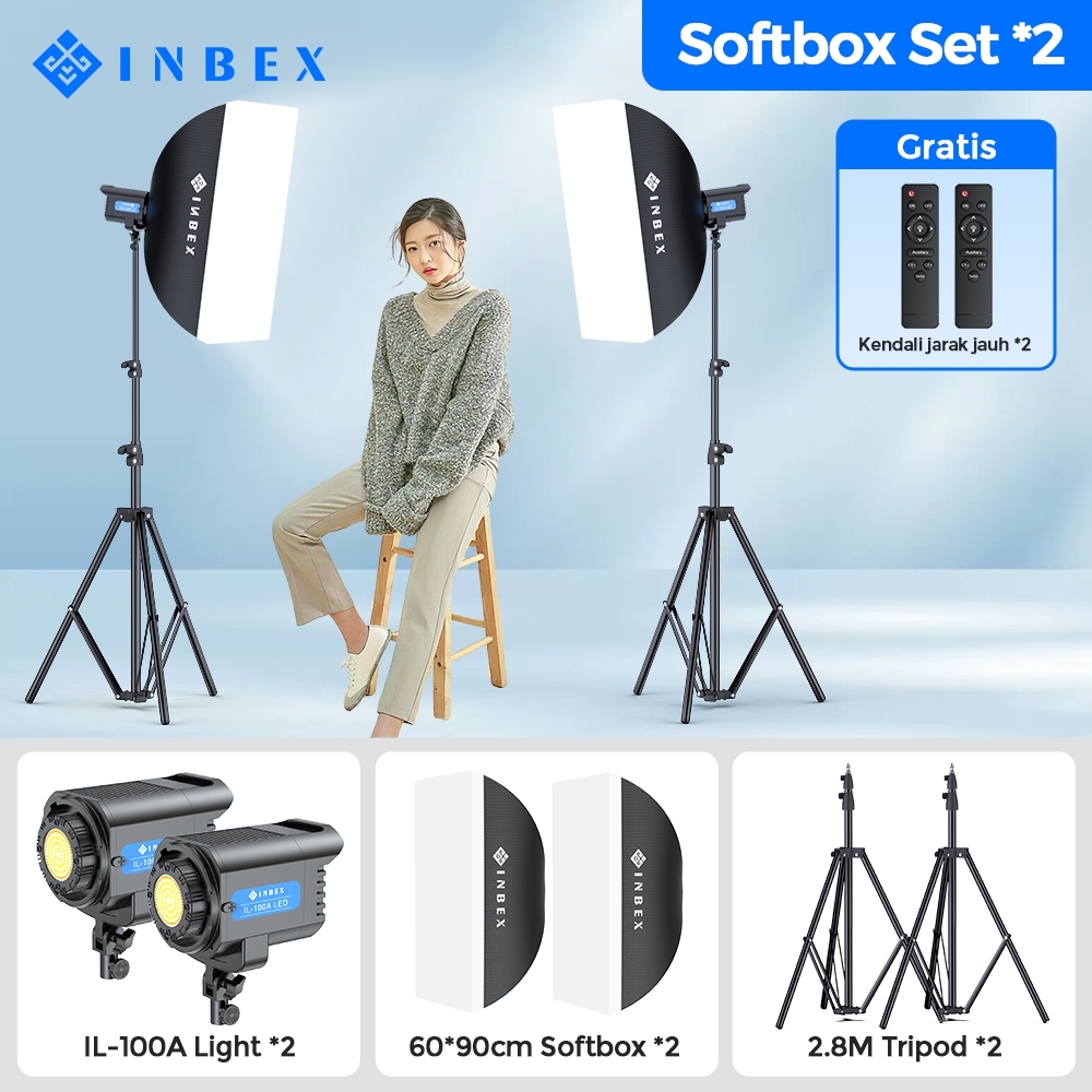 Jual INBEX IL-100A Softbox lighting Video Light Studio Soft Box 100W Potografi Lampu ...