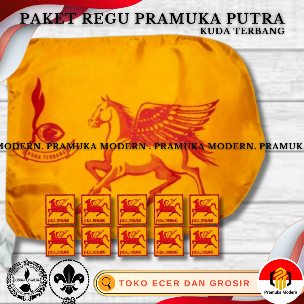 Jual Paket Regu Kuda Terbang (1 Bendera regu + 10 tanda regu ) Paket ...